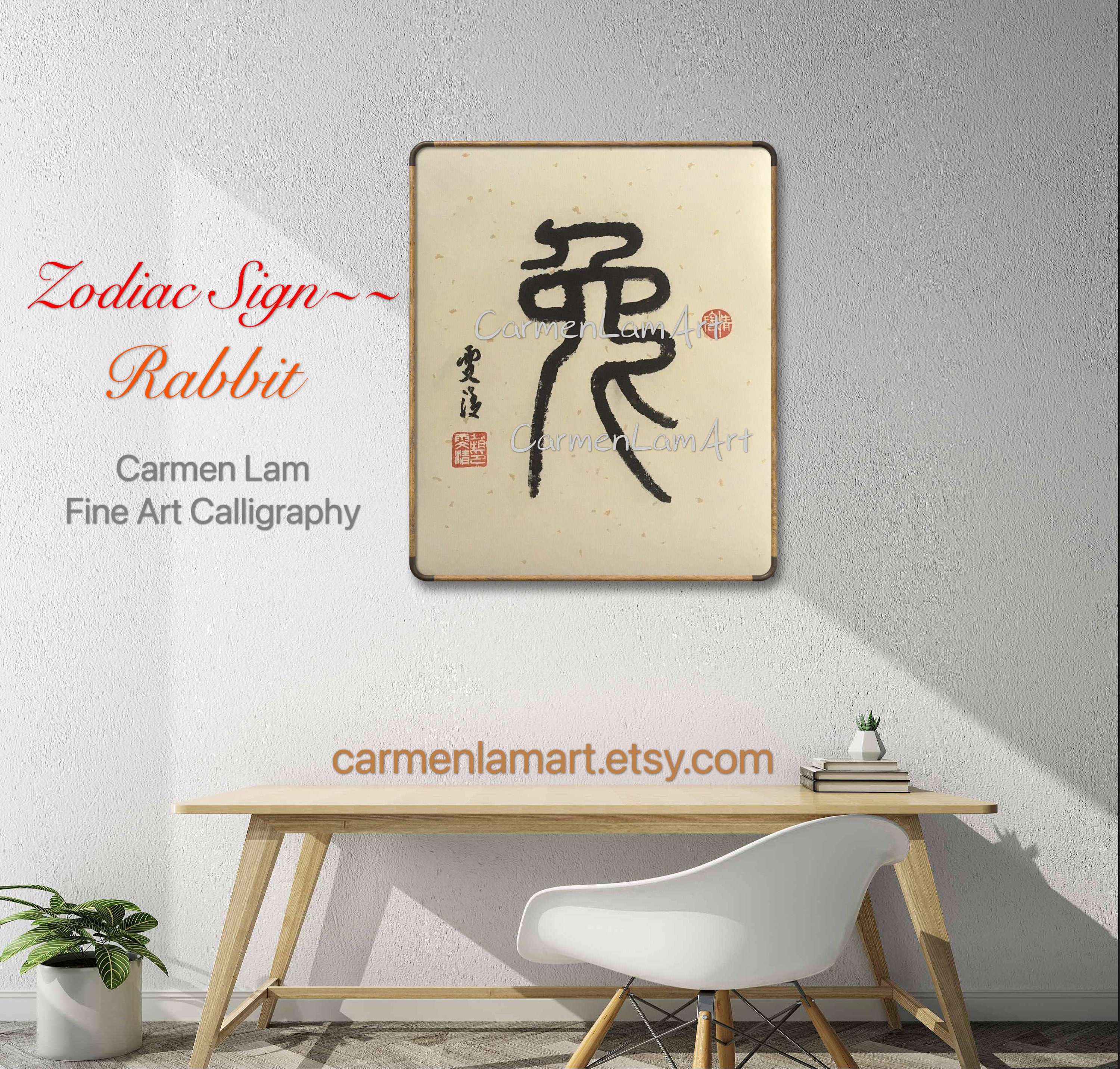 Zodiac Series I Rabbit, Tiger, Ox, Rat I Art, Original Handwritten in ...