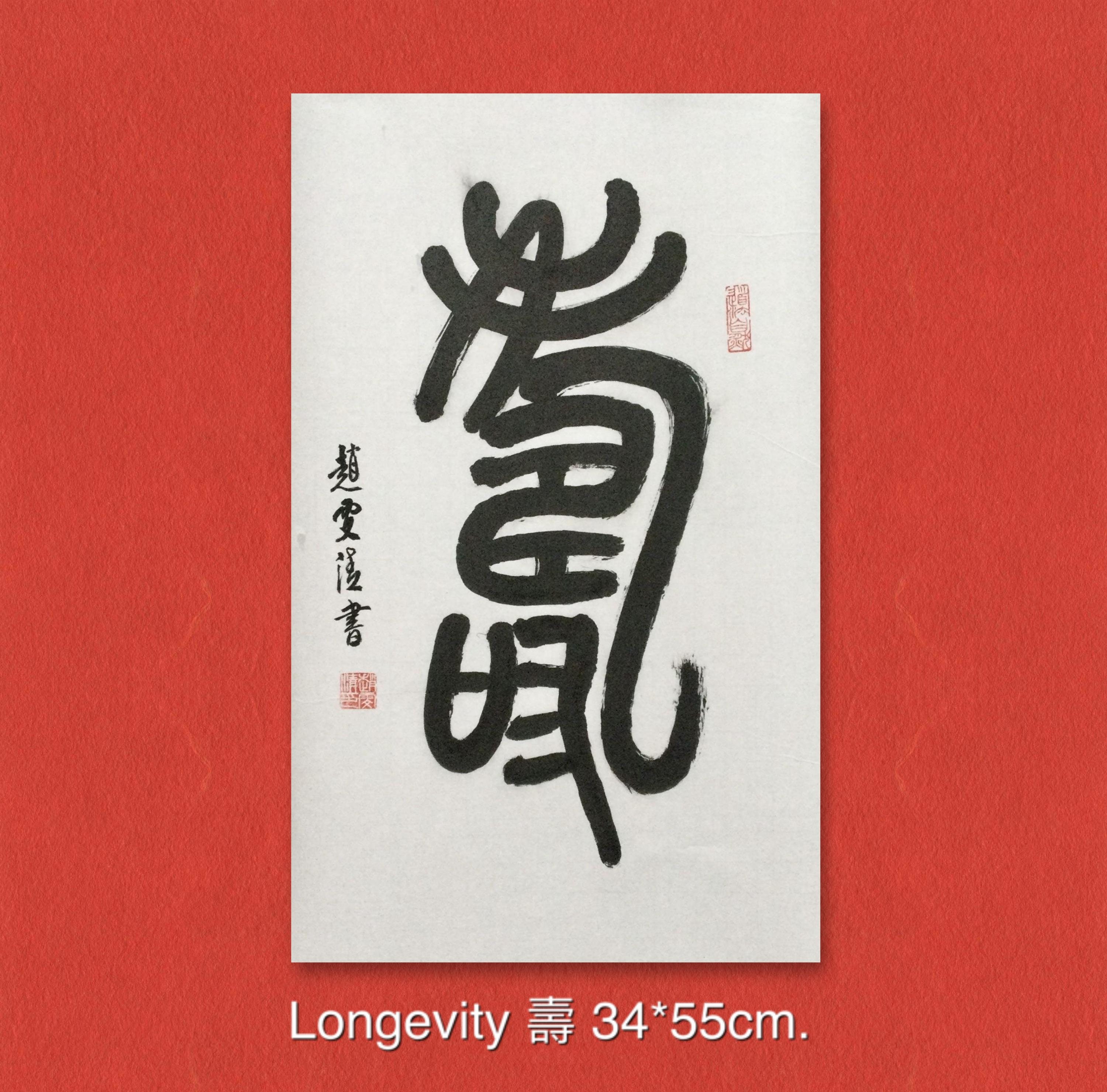壽 Longevity, Chinese Calligraphy Art, Japanese Shu Dao Art, Wall Art, Gift-present-birthday ...