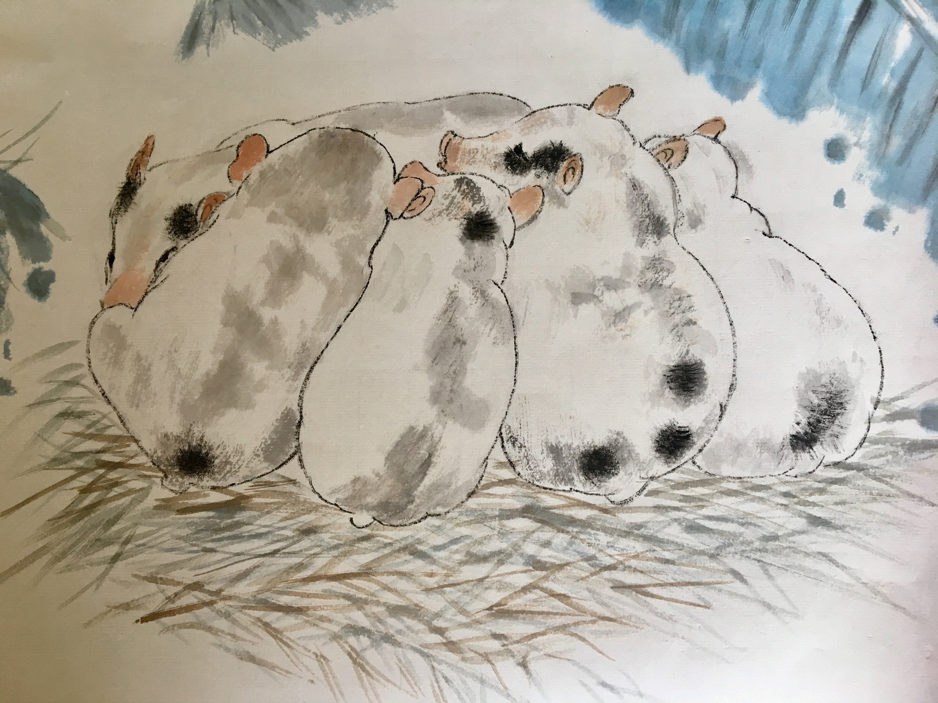 FU PIG Portrait ORIGINAL Painting Artwork. Ink and Color Painting ...