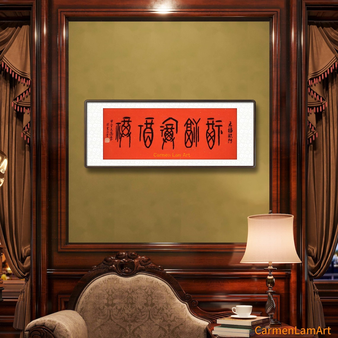 Five Blessings, ORIGINAL Handwritten Chinese Calligraphy Vintage ...