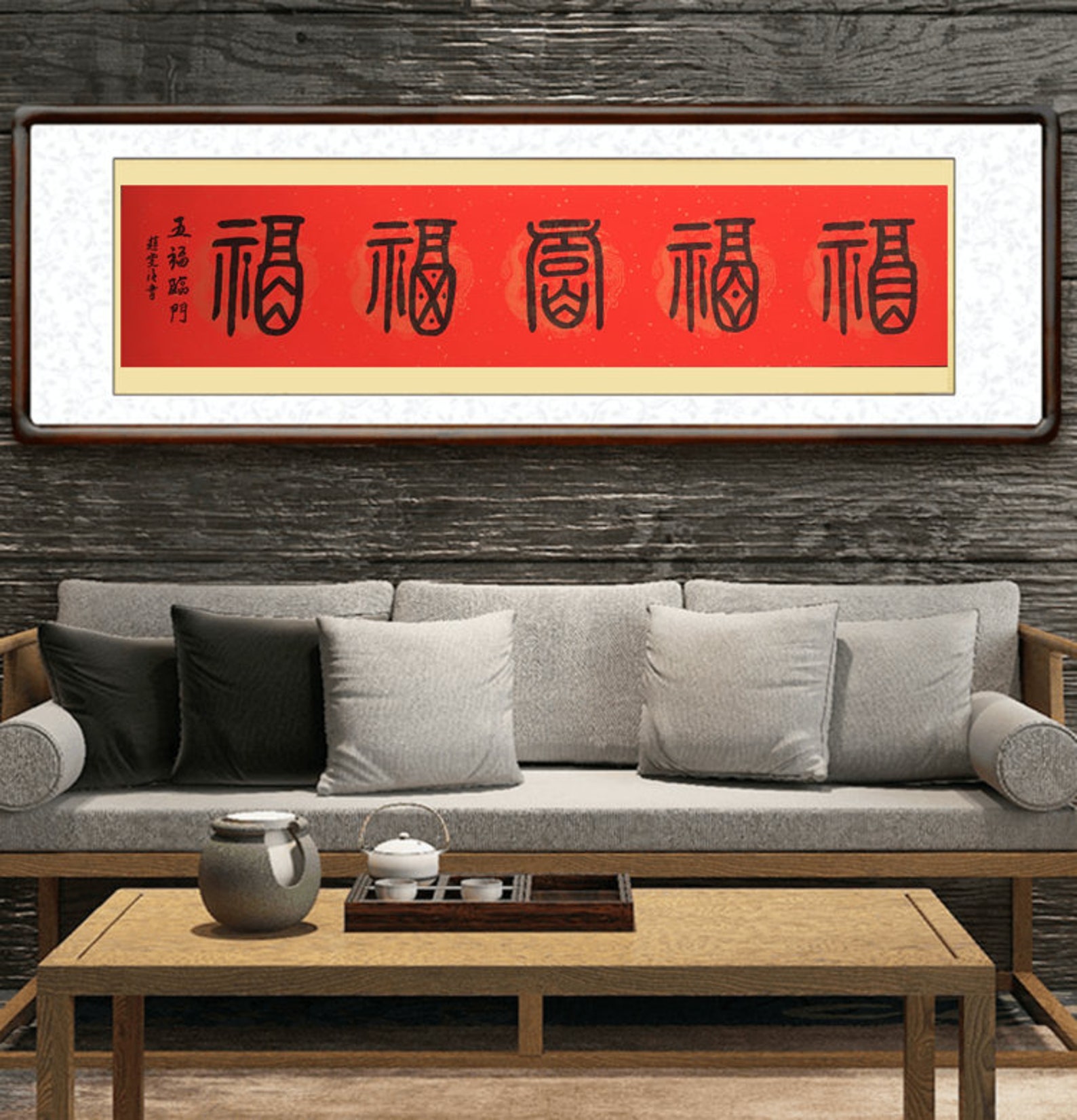 Five Blessing, Original Handwritten Chinese Calligraphy Vintage ...