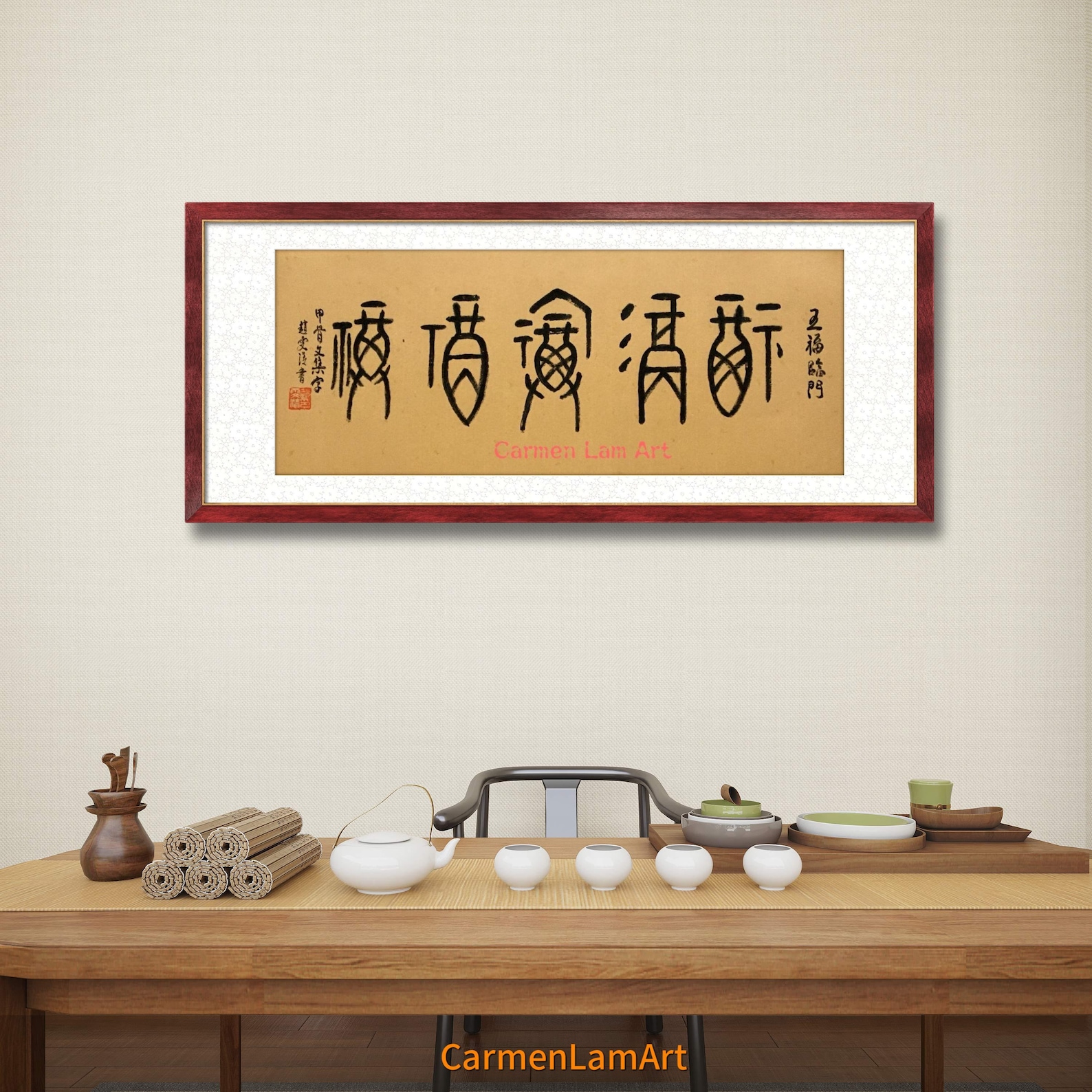 Five Blessings, ORIGINAL Handwritten Chinese Calligraphy Vintage ...