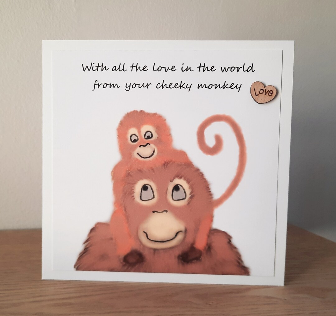 Monkey Card. Fathers Day Mothers Day Monkey Card. Monkey Card for Dad ...