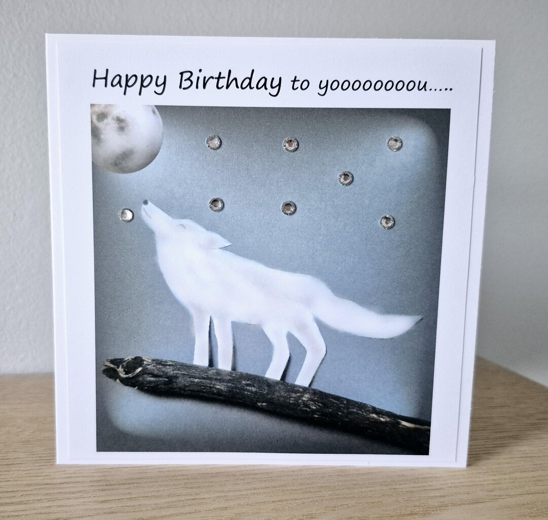 Handmade Wolf Birthday Card: Howling Wolf Design - Etsy UK