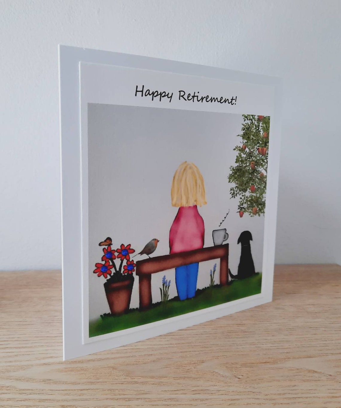 Handmade 'happy Retirement' Card: Dog & Garden Design - Etsy UK