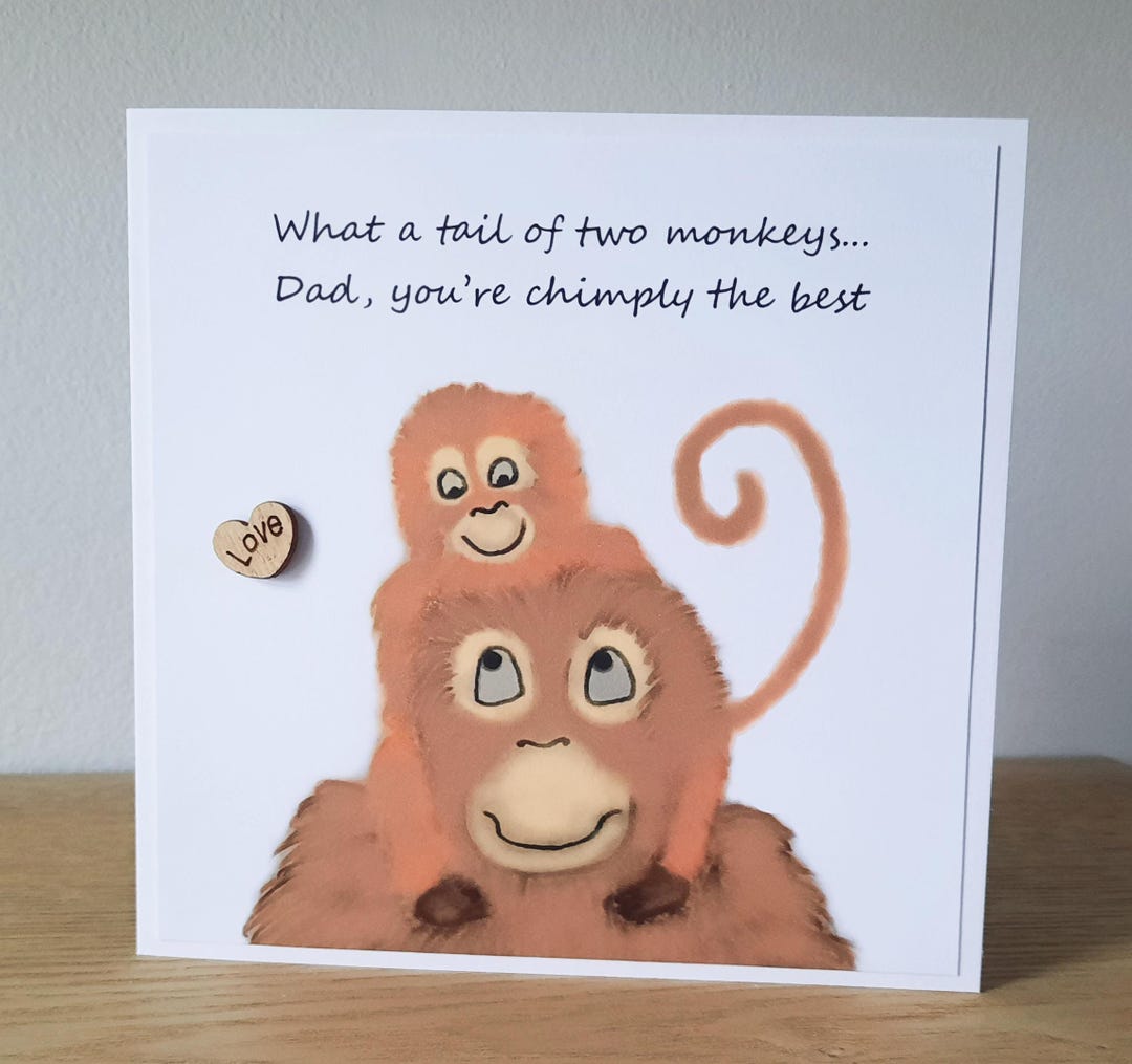 Monkey Card. Fathers Day Monkey Card. Monkey Card for Dad. Monkey ...