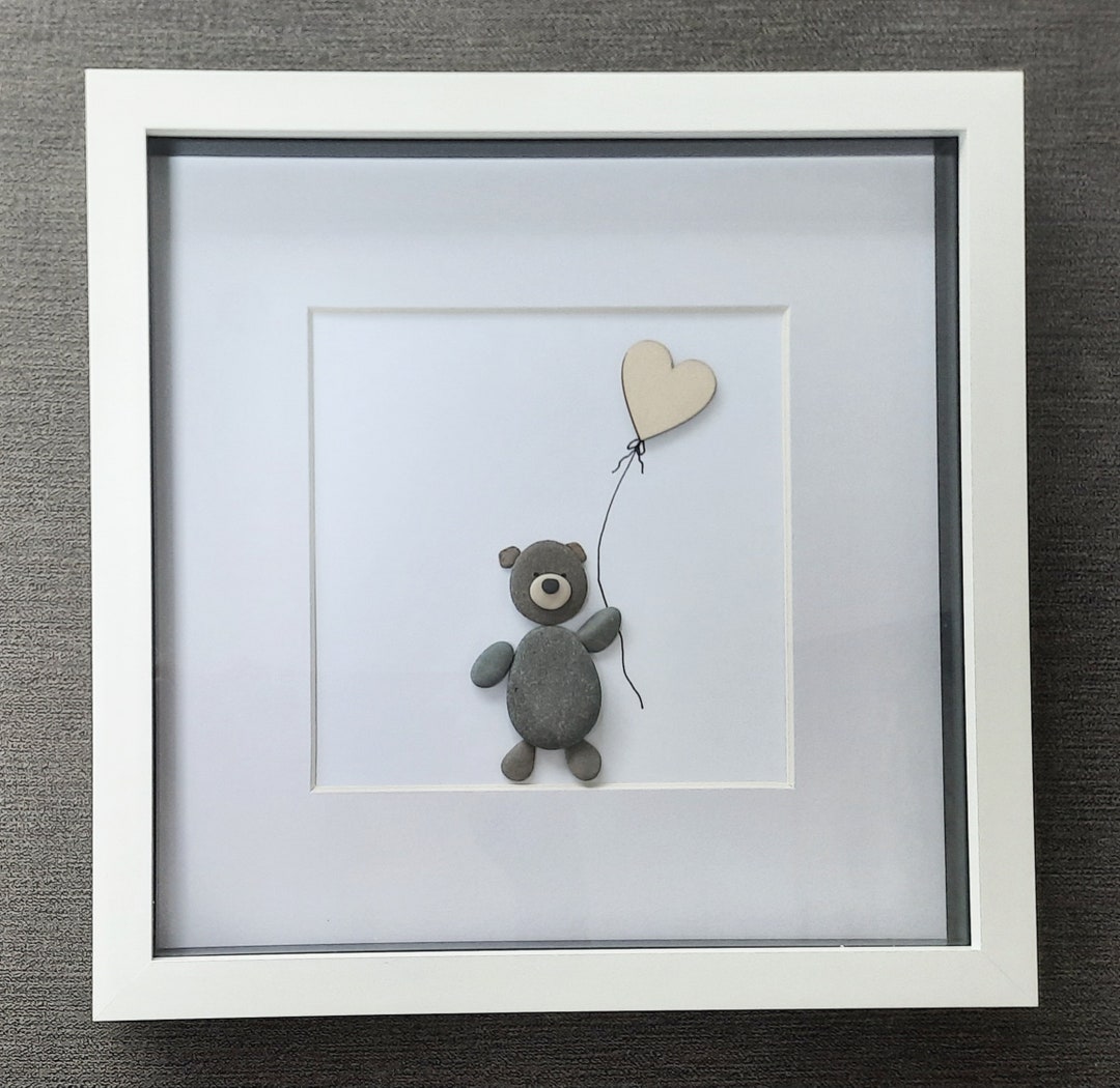Pebble Art. Teddy Bear Pebble Art. Personalised Pebble Art. New Baby ...