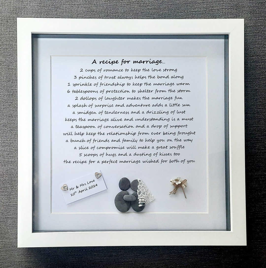 Personalised Wedding Pebble Art. Framed Poem Wedding Pebble Picture ...