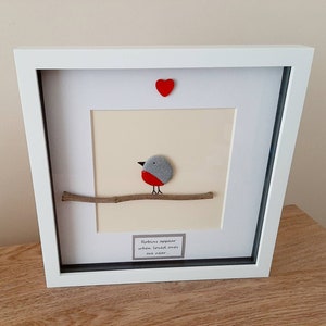 Pebble Art. Robin Pebble Art. Framed Memorial Robin Picture. Pebble Art ...