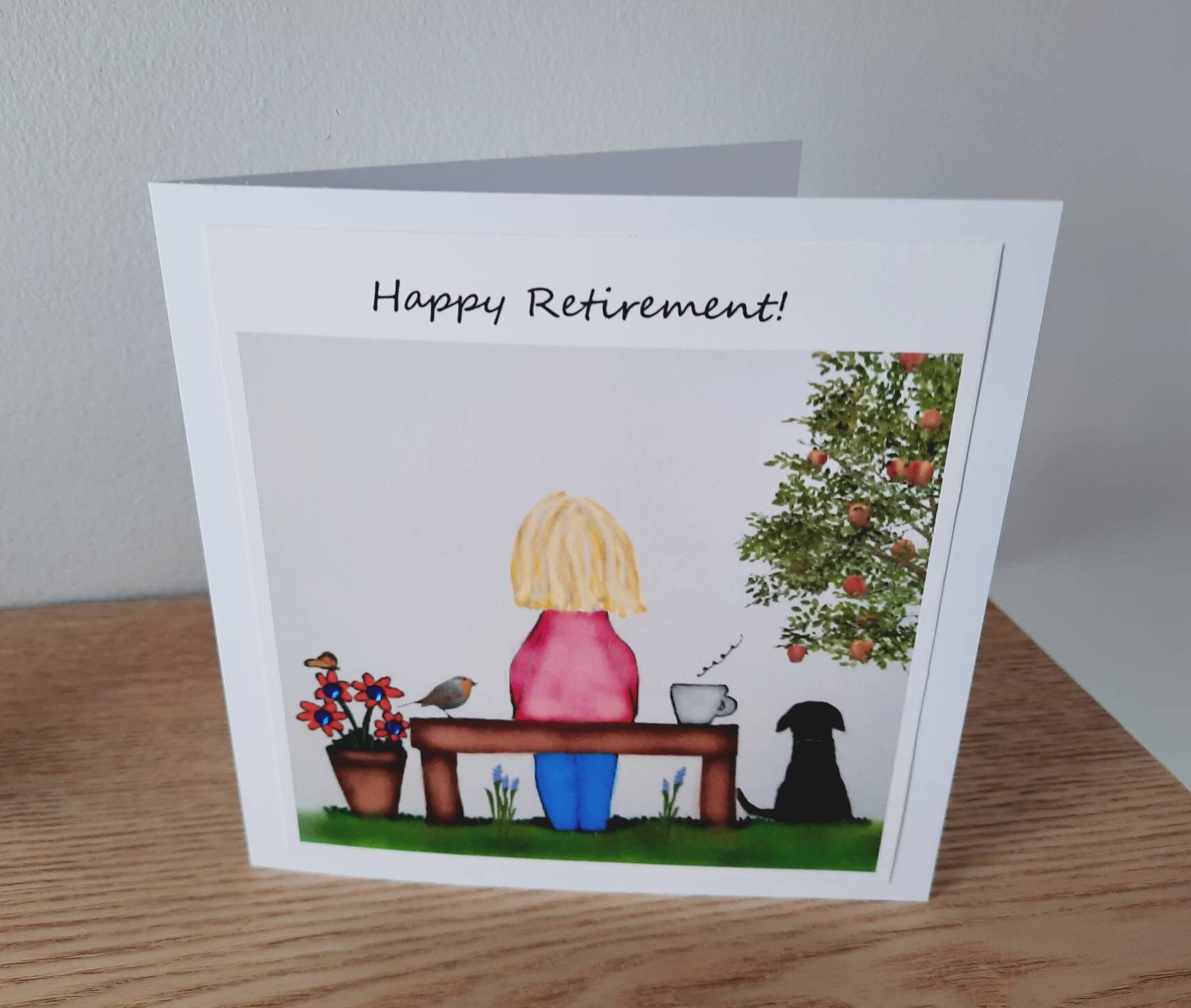 Handmade 'happy Retirement' Card: Dog & Garden Design - Etsy UK
