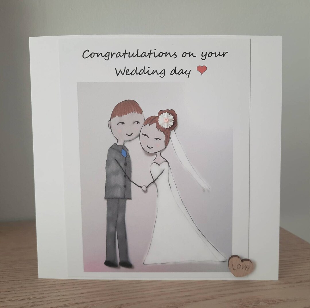 Handmade Wedding Card. Bride and Groom Card. Newlyweds Card ...