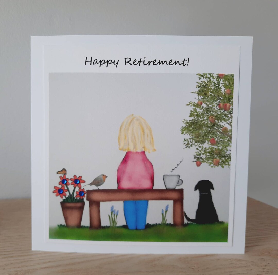Handmade 'happy Retirement' Card: Dog & Garden Design - Etsy UK