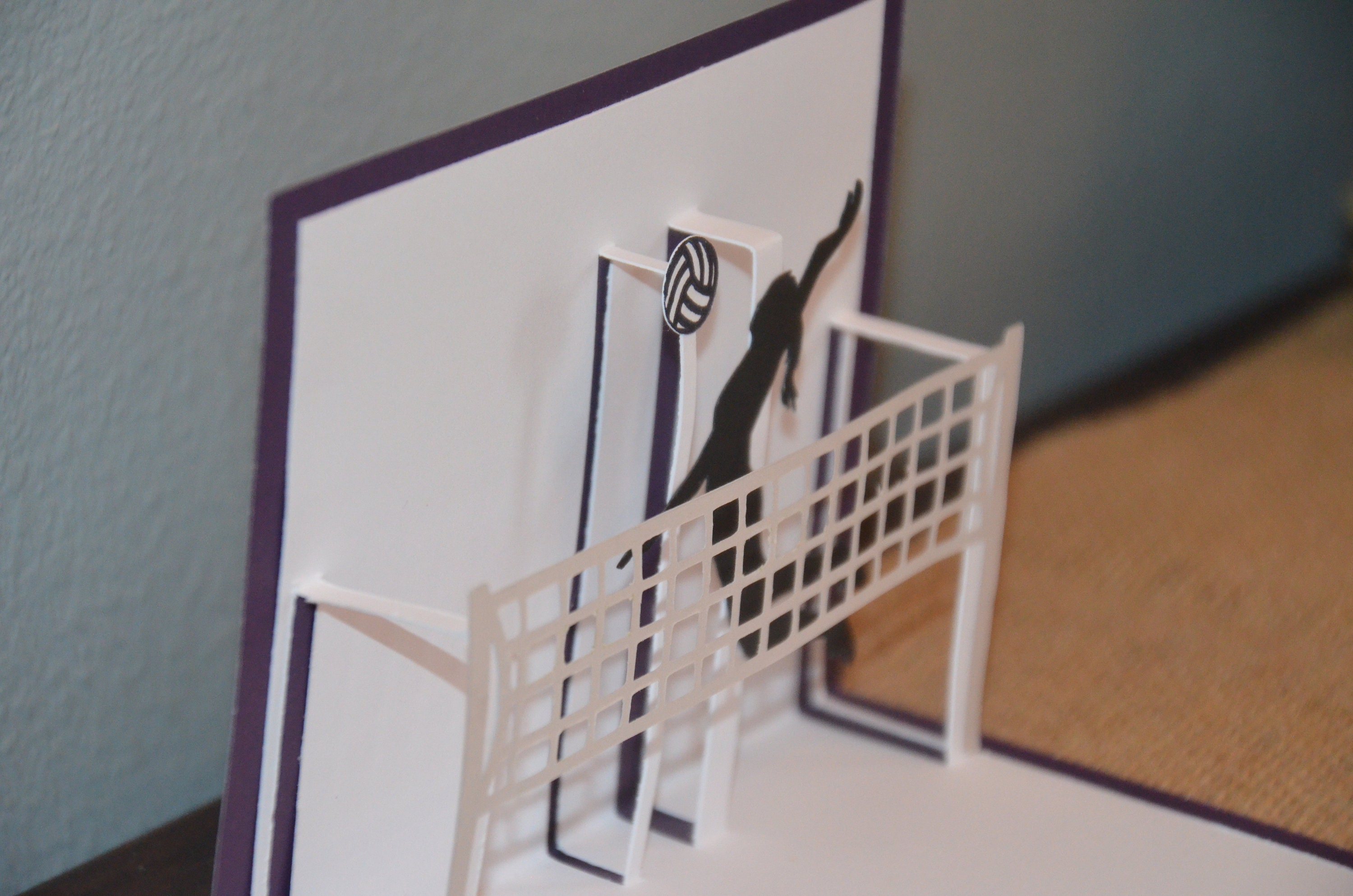 Volleyball Pop-up Card Volleyball Birthday Card happy Birthday Purple ...