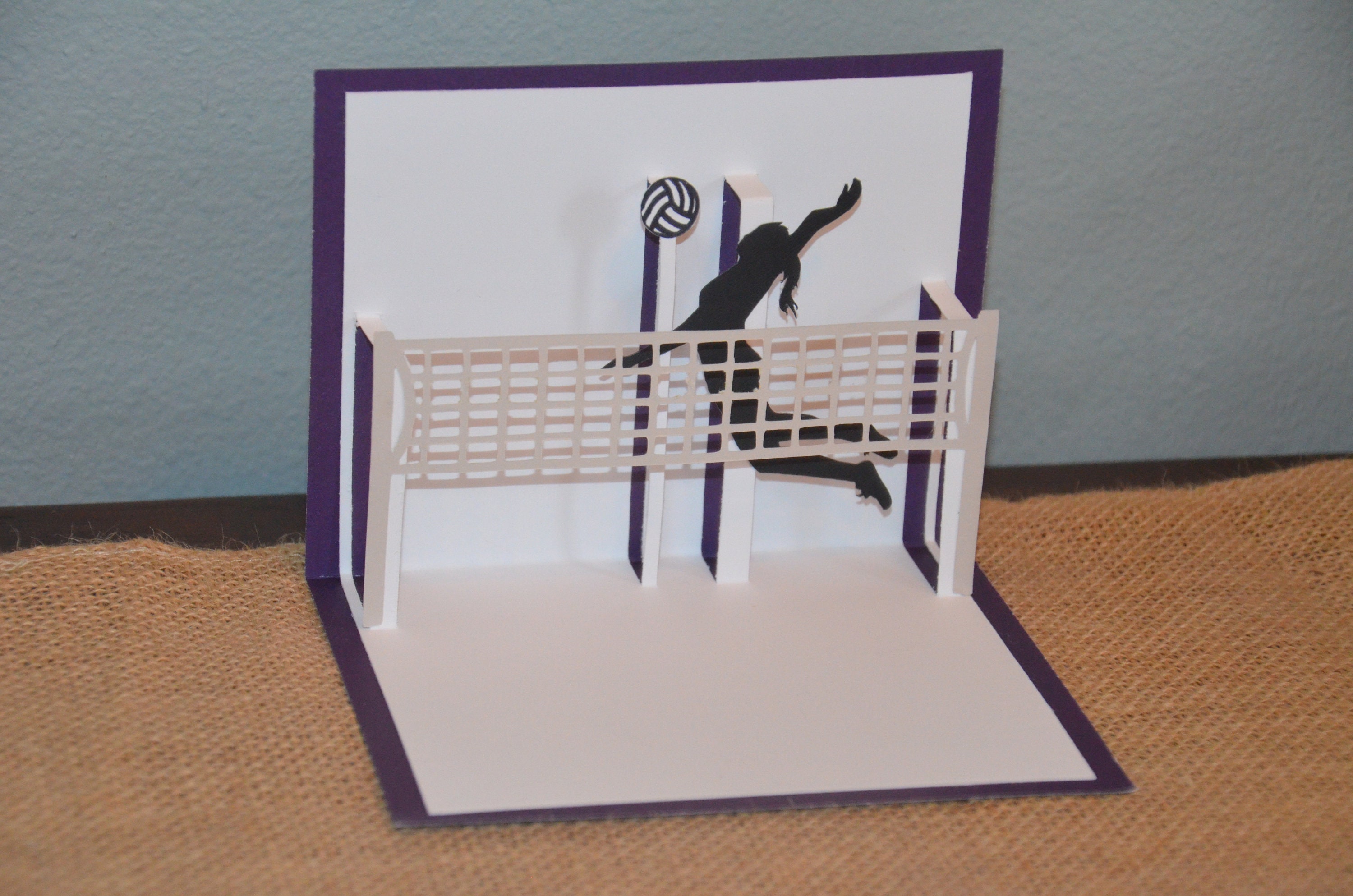 Volleyball Pop-up Card Volleyball Birthday Card happy Birthday Purple ...