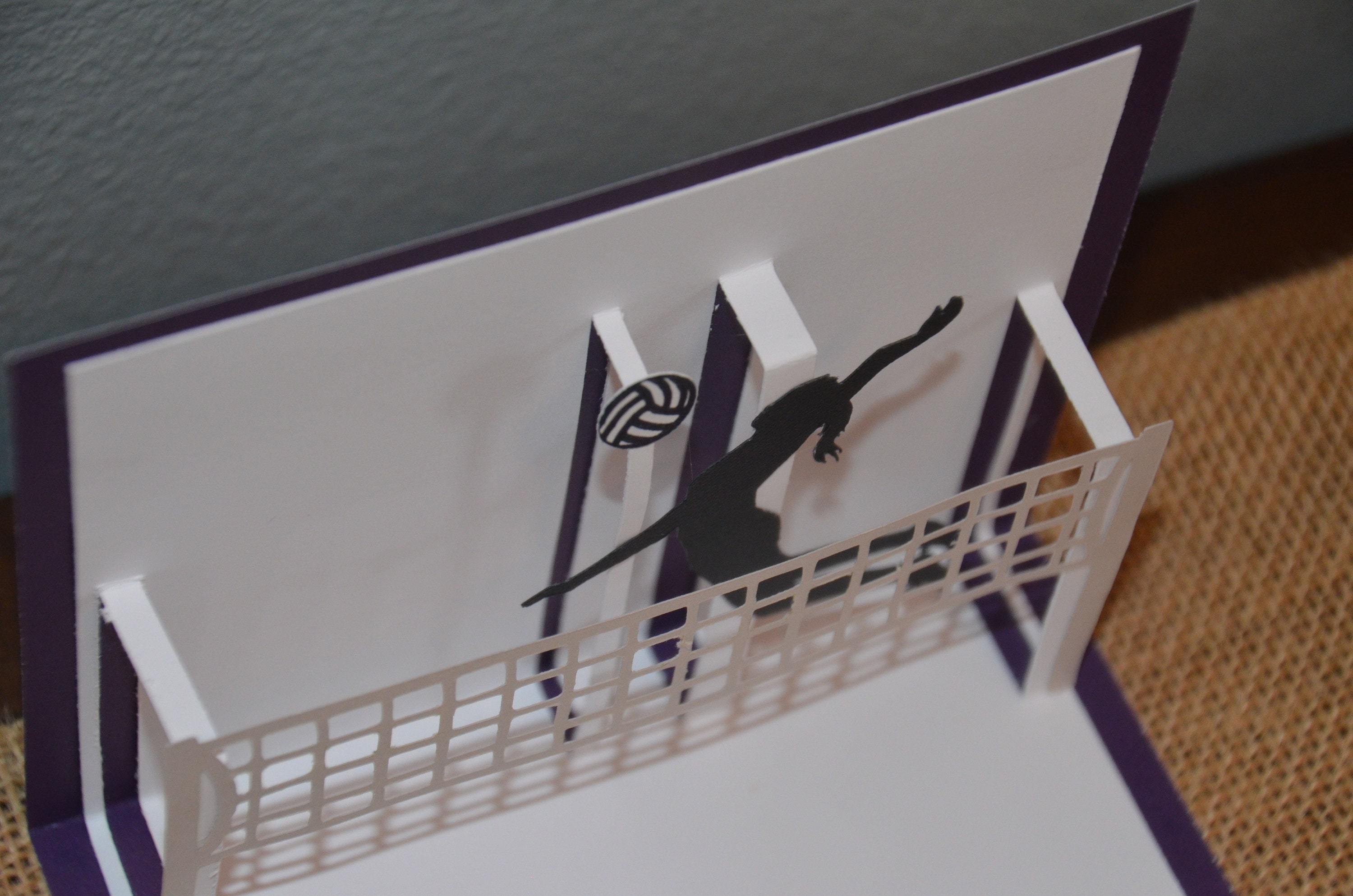 Volleyball Pop-up Card Volleyball Birthday Card happy Birthday Purple ...