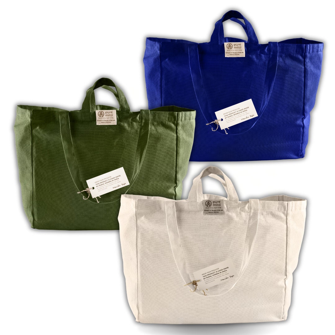 Bundle of 3 - Eco Friendly Handmade Zero Waste Reusable Grocery Bag and ...