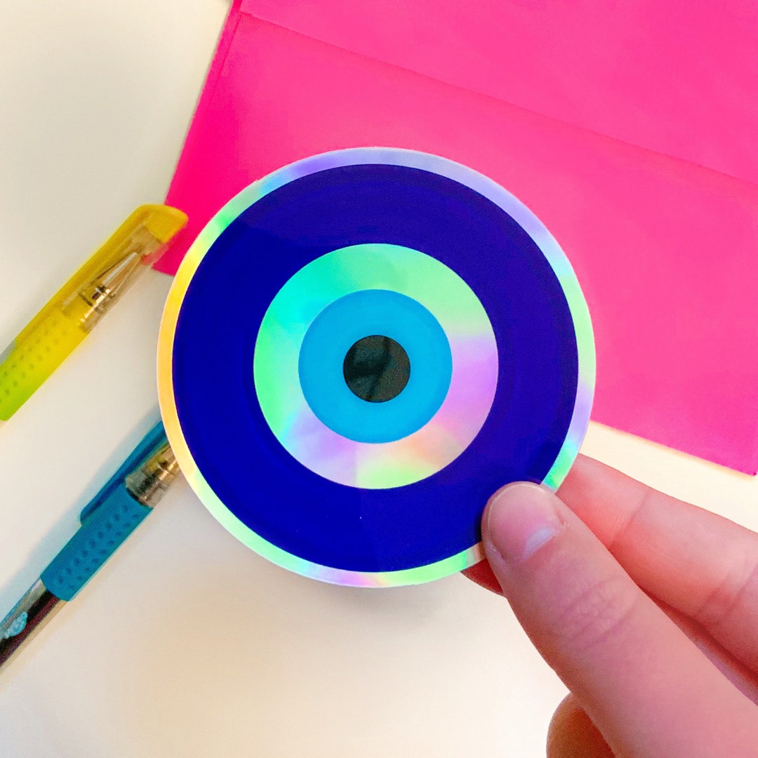Holographic Evil Eye Sticker (WATERPROOF) - Etsy