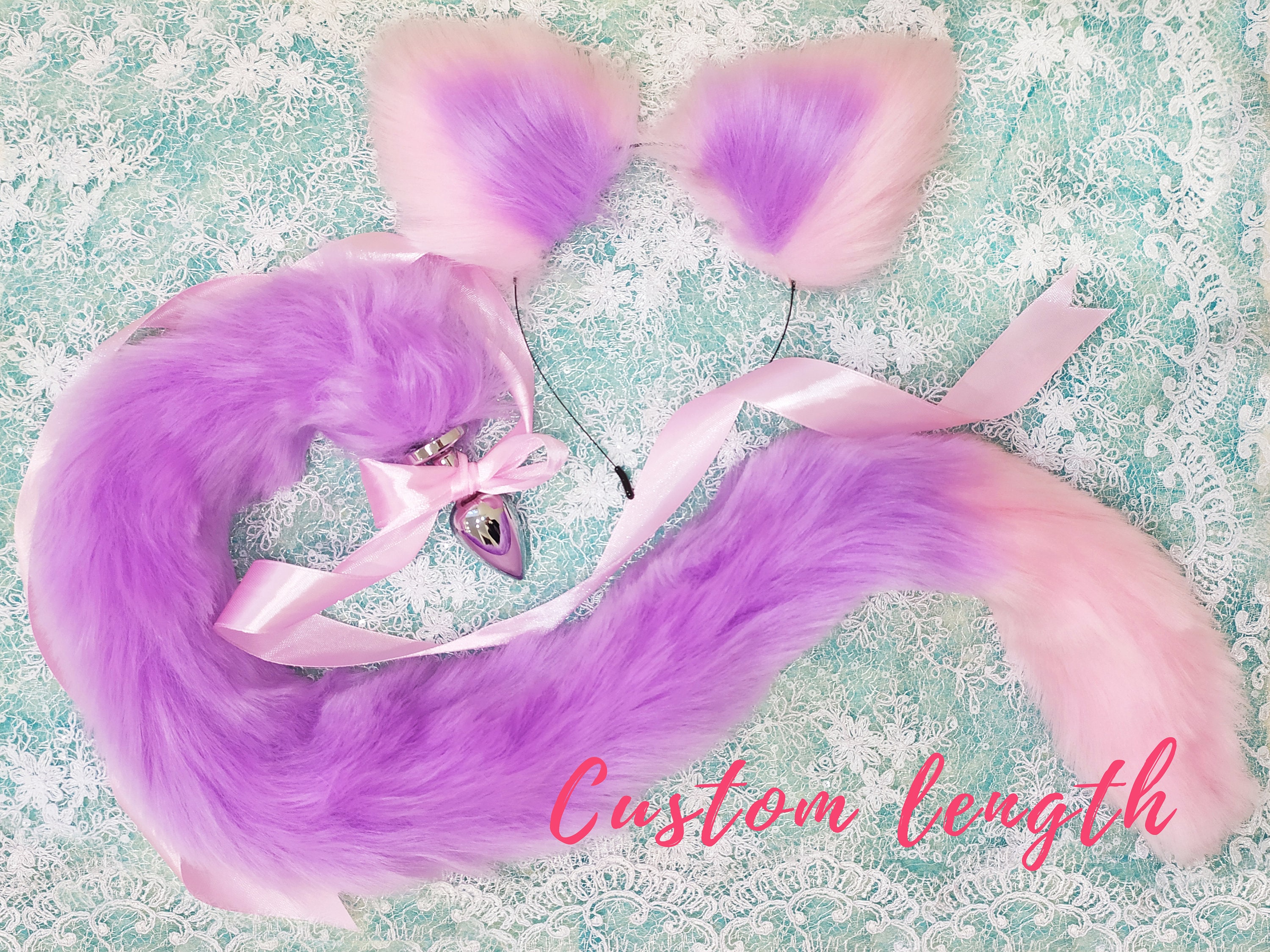 Tail Plug and Ears,purple Butt Plug Tail,cat Tail Butt Plug,ddlg,kitten ...