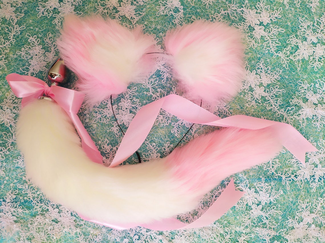 Kitten play setCat tail butt plugPink butt plug | Etsy