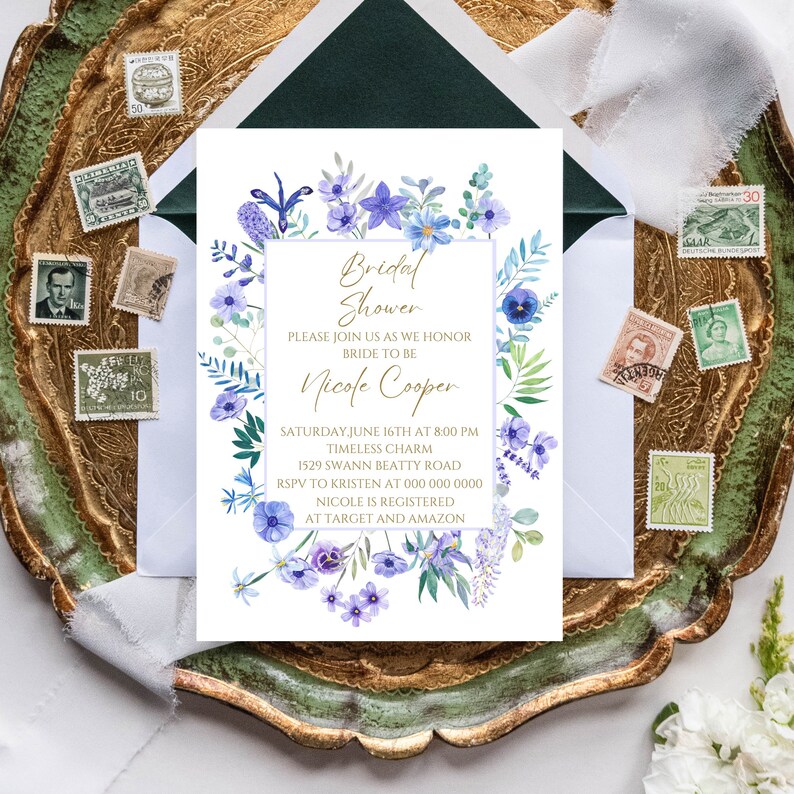 Meadow Wildflower Bridal Shower Invitation Template, Floral Spring ...