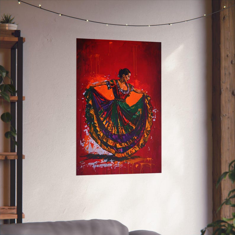 Folklore Dancer Vertical Posters, Mexican Folk Art Print, Wall Decor ...