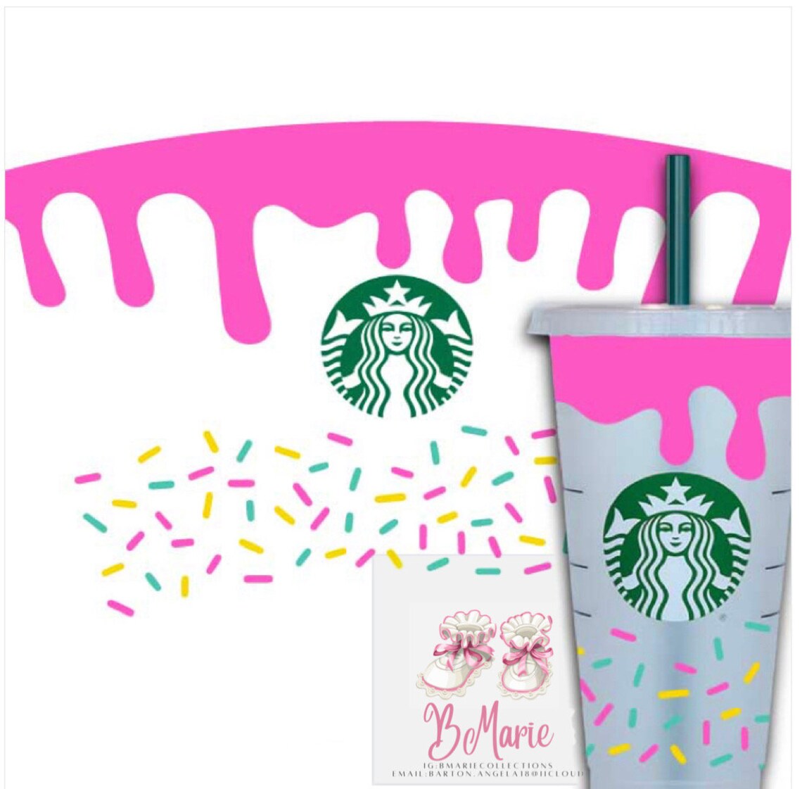 Donut or Ice Cream Drip Starbucks Cup SVG - Etsy