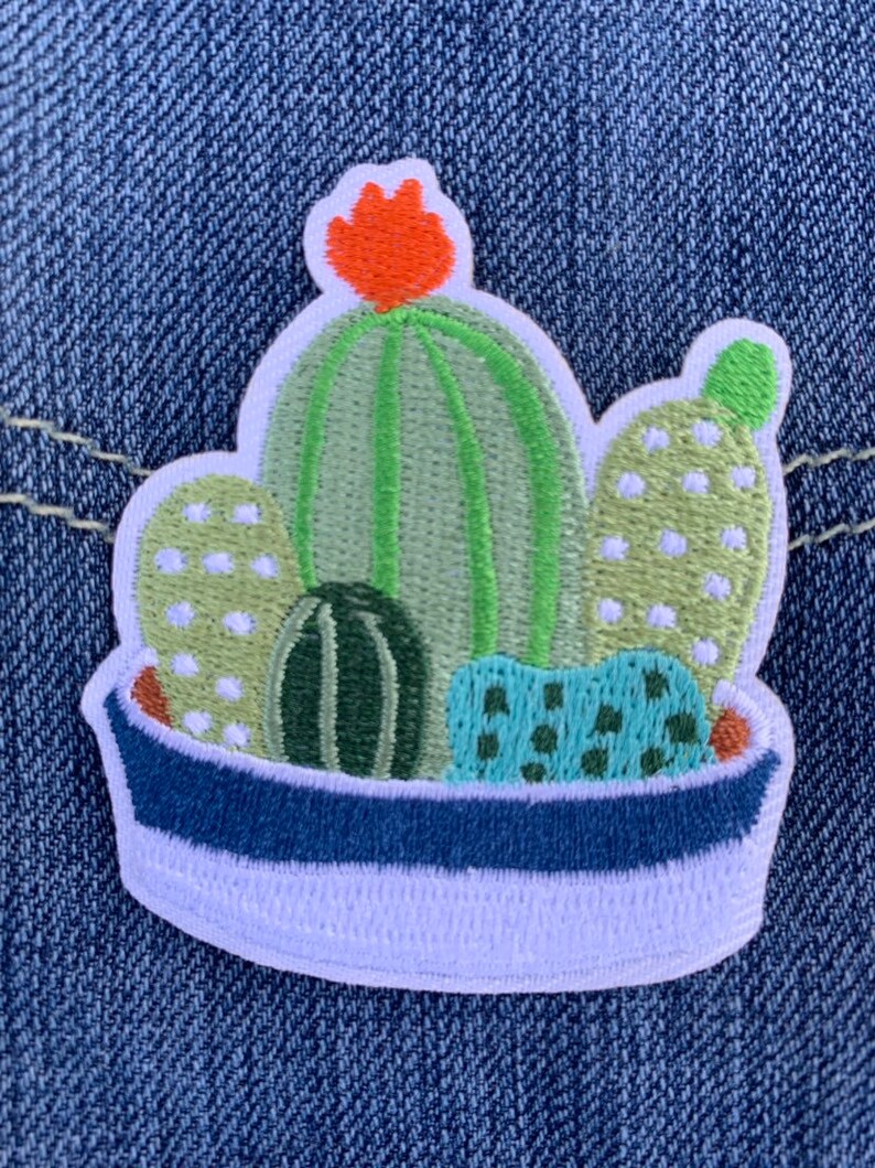 Cactus Pot Iron on Patch Succulent Pot Iron on Patch - Etsy