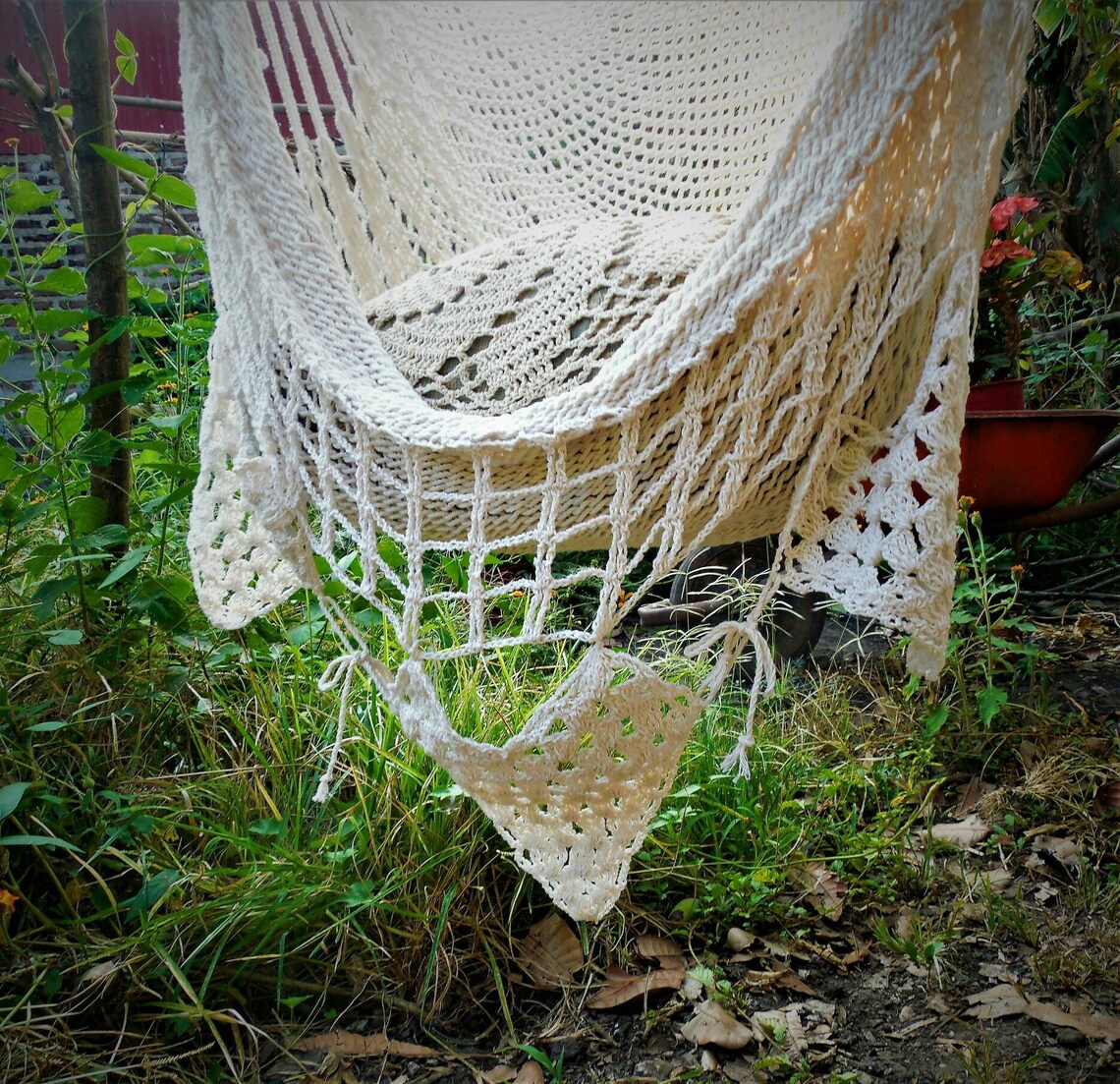 Beige Hammock Chair Beautiful Heart Crochet, Decor Home Hanging Chair ...