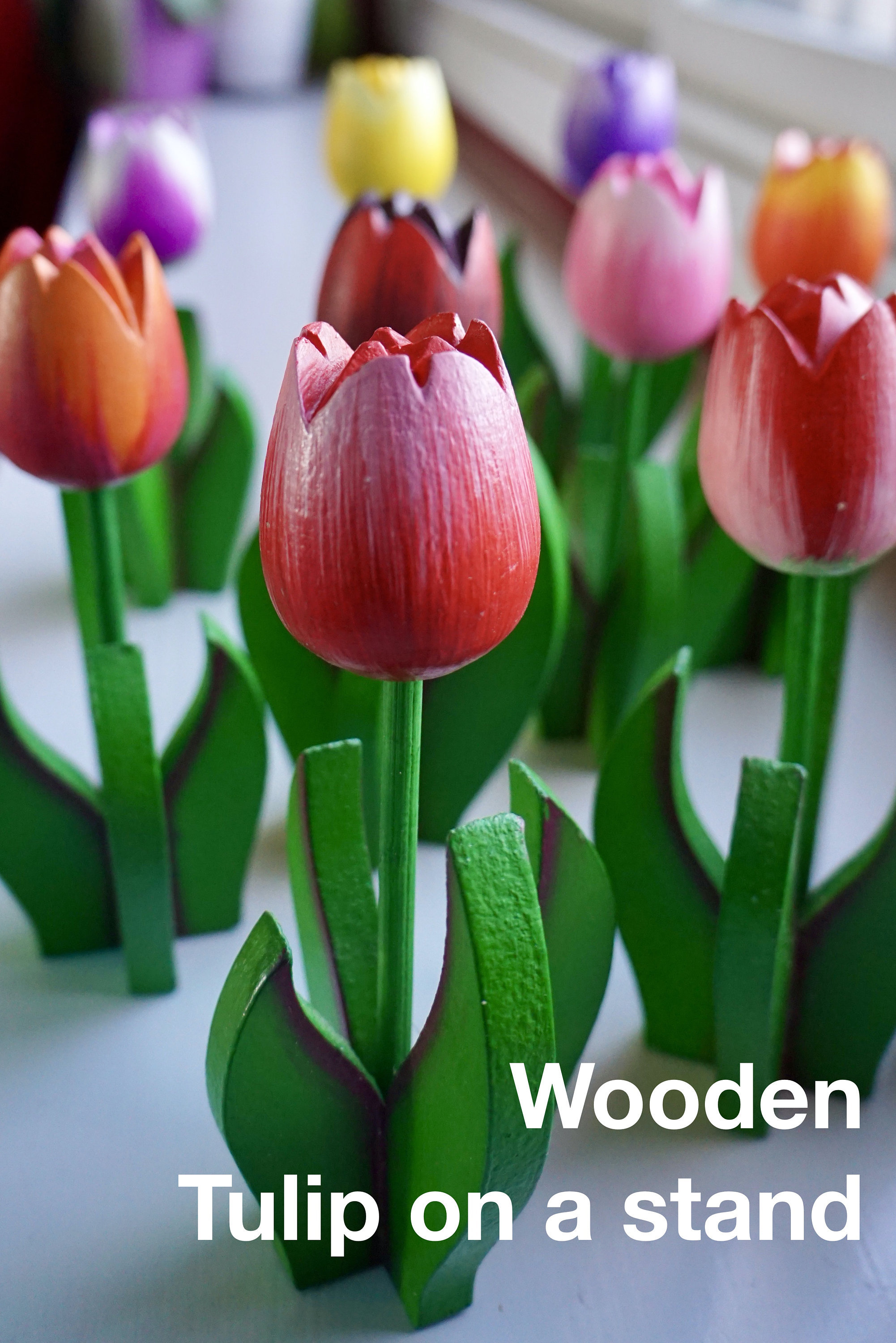Wooden Tulip on a Stand (set of 3). - Etsy