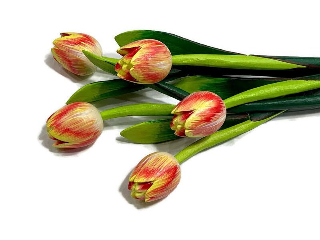 Light Red/yellow Variegated Tulip Bouquet - Etsy