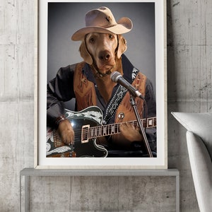 Dog, Cat With Guitar, Country Music Singer, Pet Artist Playing Country ...