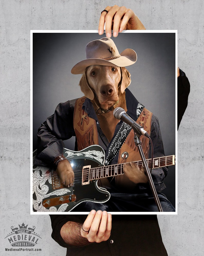 Dog Cat With Guitar Country Music Singer Pet Artist Playing | Etsy