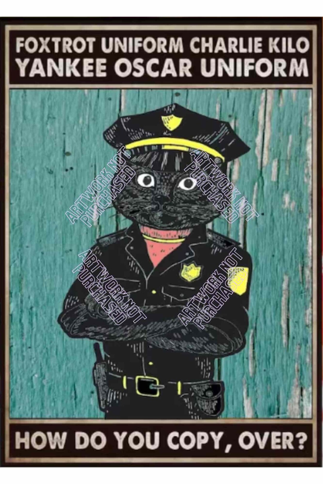Black Cat Art Funny Police Cat Quote DIY Printable for Cards - Etsy