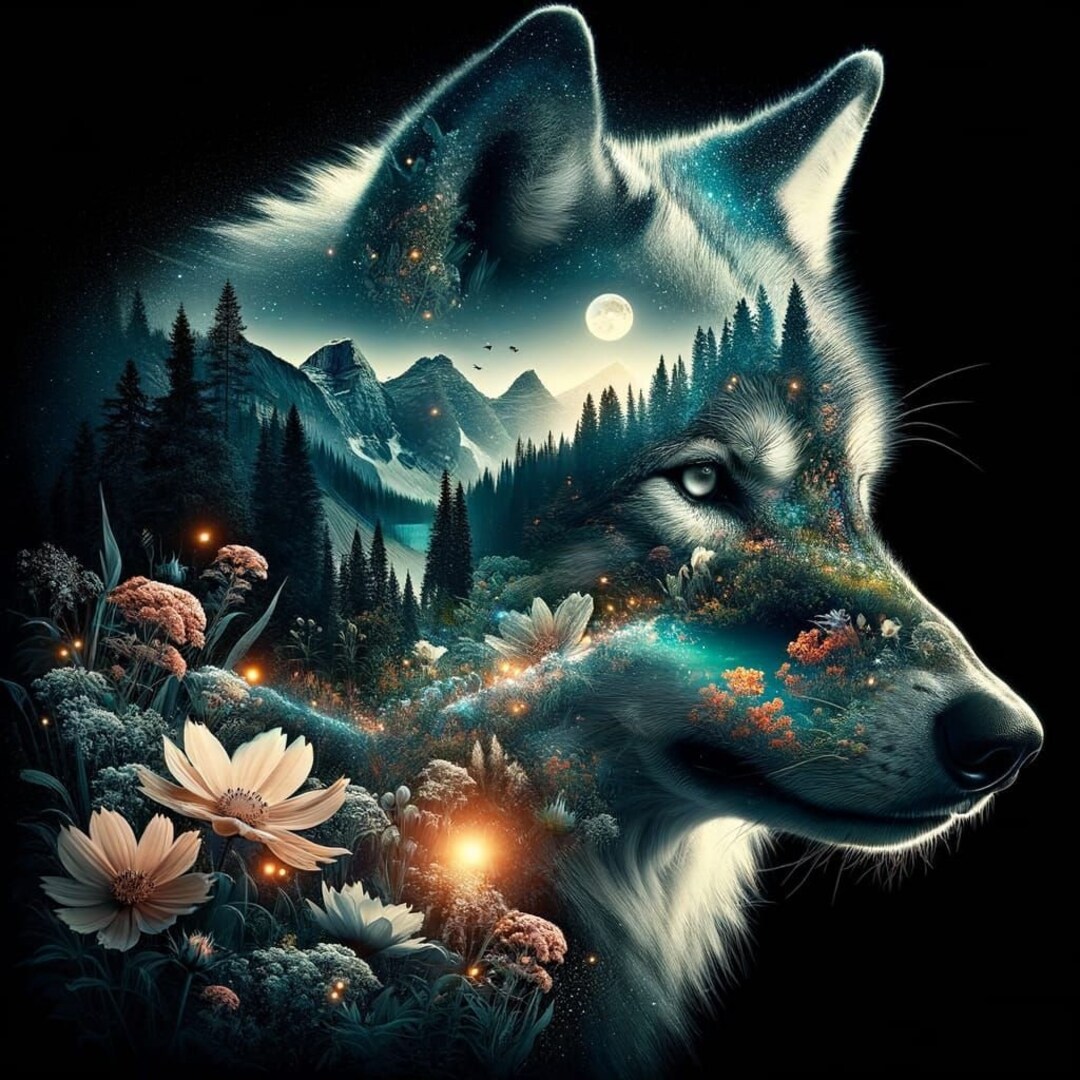 Male Wolves Multicolored Background Custom AI Created Art High Res ...