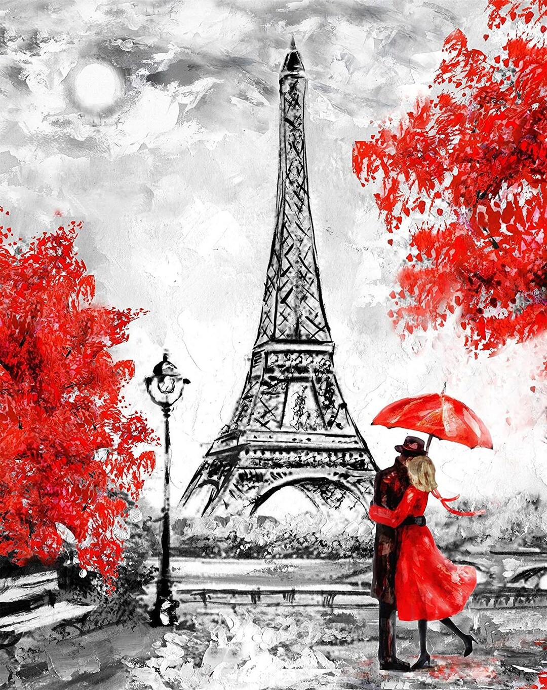 Lovers in Red 5D Diamond Painting Kit DIY Full Drill Crystal Craft ...