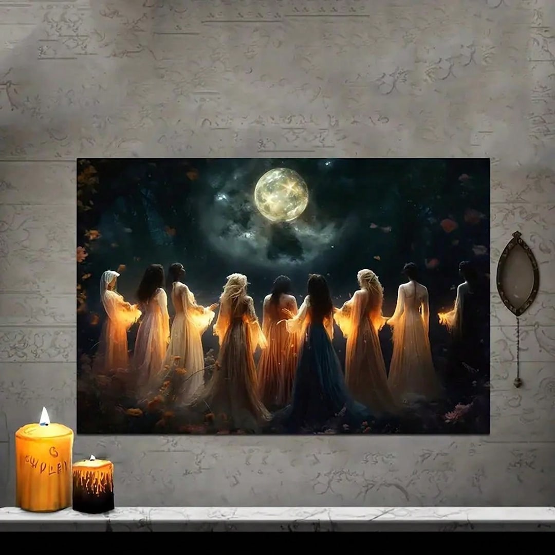 Canvas Poster Magic Witch Ritual Modern Mythical Wall Art Frameless ...