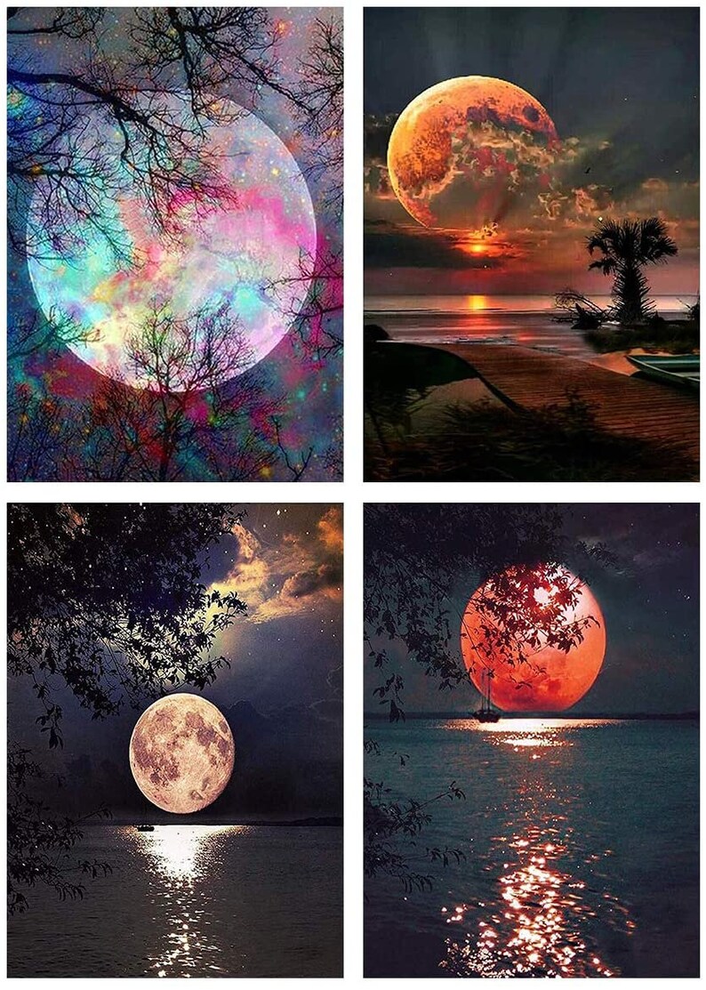 Moon Phases Complete Set of 4 Different Moon Shots 5D Diamond - Etsy