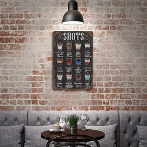 Shots Menu Bar Recipe Retro Bar Pub Wall Art Decor Sign - Etsy UK