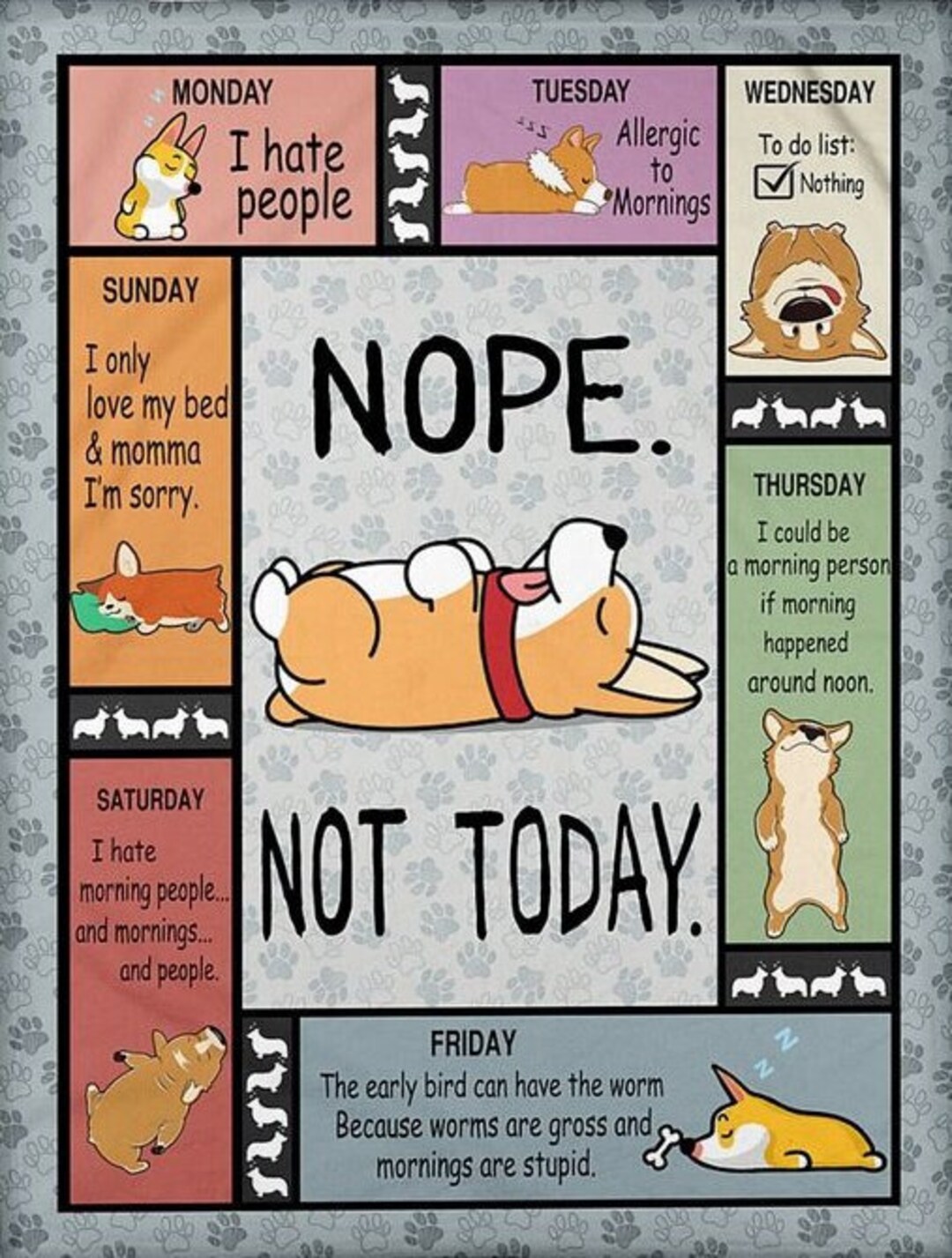 Corgi NOPE Not Today Stacked for Cupcake Theft Hand Crafted One of A ...