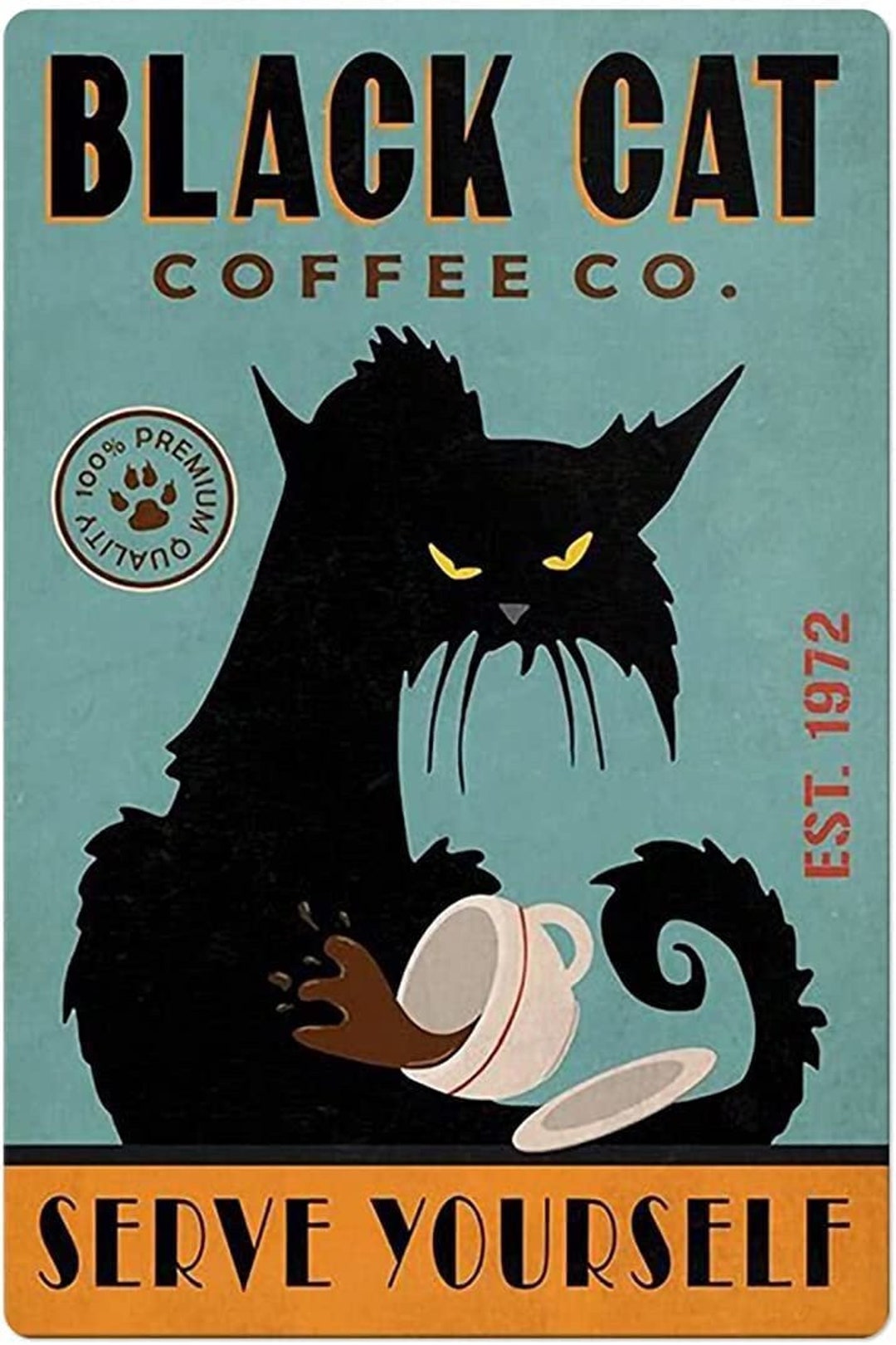 Black Cat Coffee Co. Serve Yourself Cat Lovers Gift Fun - Etsy