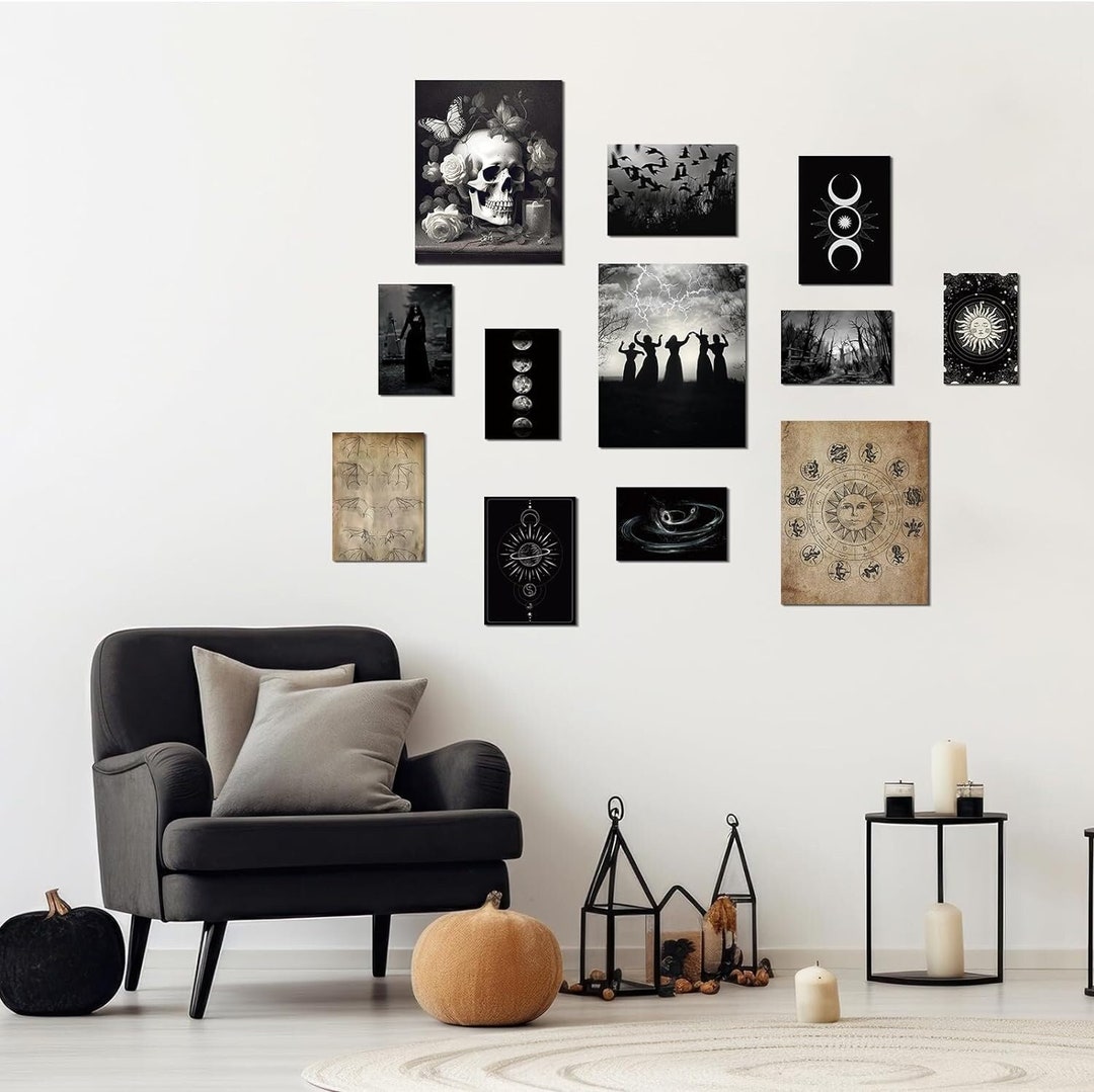 Gothic Home Decor Aesthetic Witchy Wall Art Goth Posters Gallery Set ...