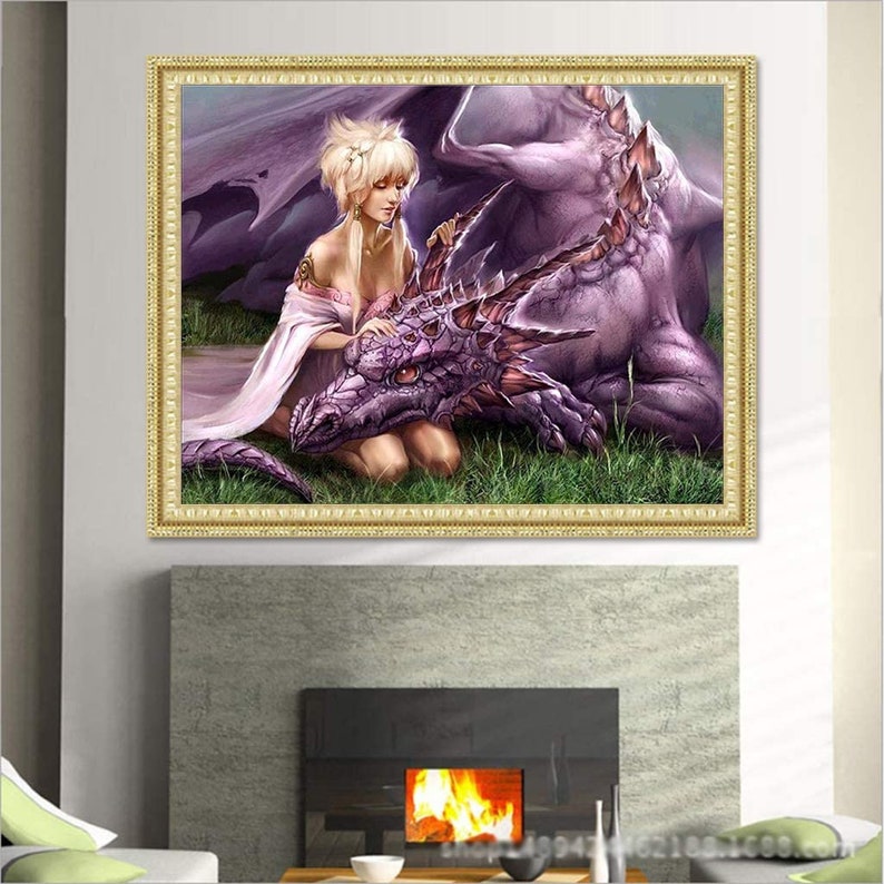 Purple Dragon Girl 5D Diamond Painting Kit DIY Full Drill - Etsy