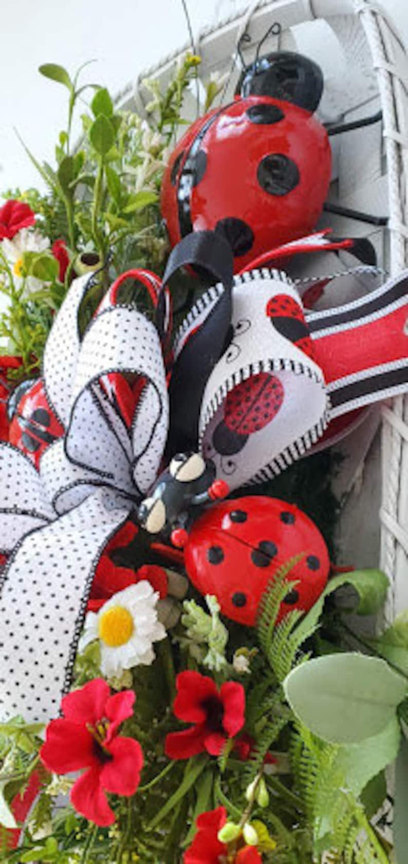 Ladybug Tabacco Basket Door Hanger, Ladybug Decor, Mothers Day Ladybug ...