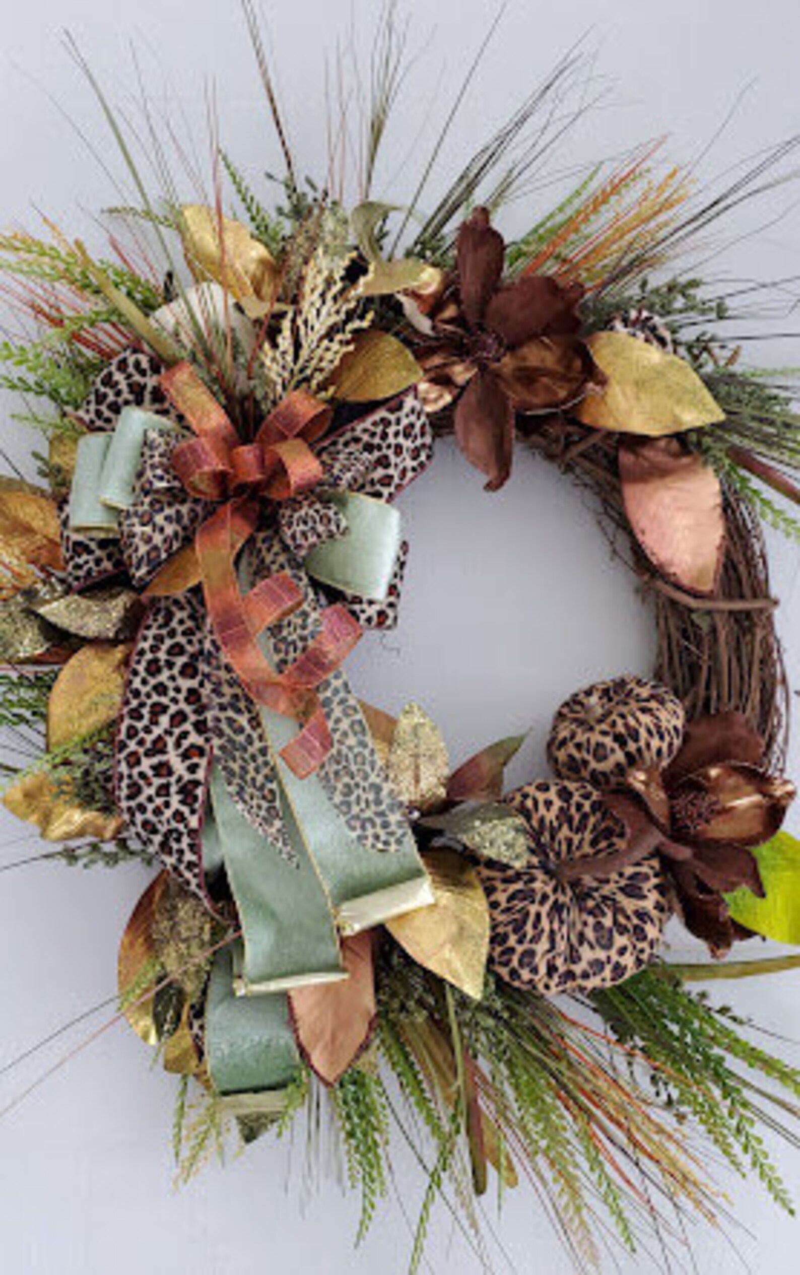 Leopard Fall Grapevine Wreath, Fall Leopard Twig Wreath, Leopard Fall ...