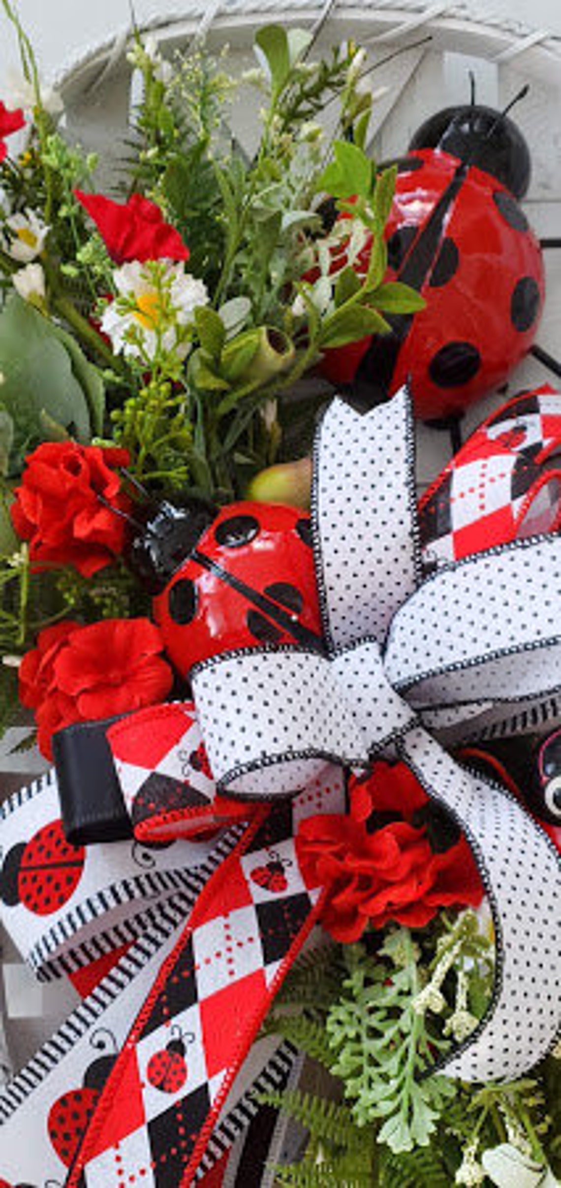 Ladybug Tabacco Basket Door Hanger, Ladybug Decor, Mothers Day Ladybug ...