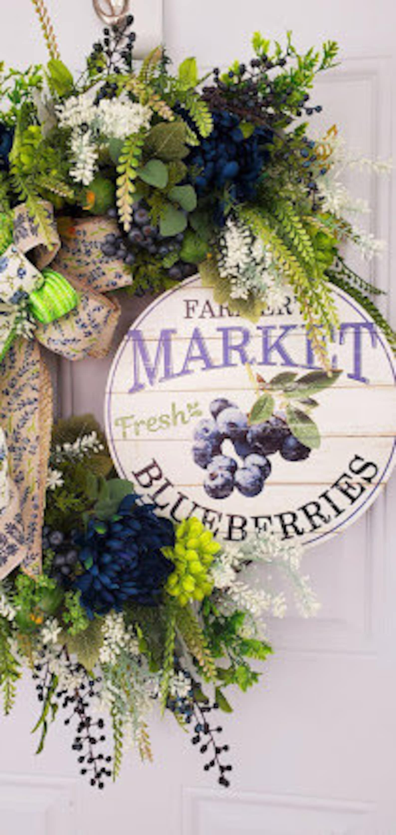 Blueberry Grapevine Wreath Summer Blueberry Wreath Blueberry - Etsy