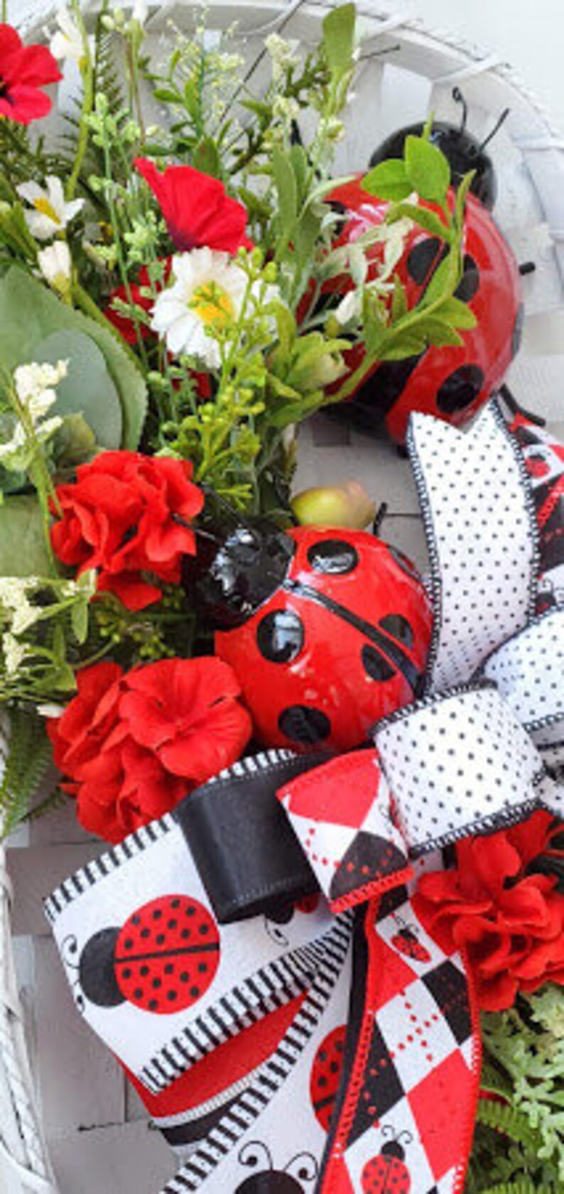 Ladybug Tabacco Basket Door Hanger, Ladybug Decor, Mothers Day Ladybug ...