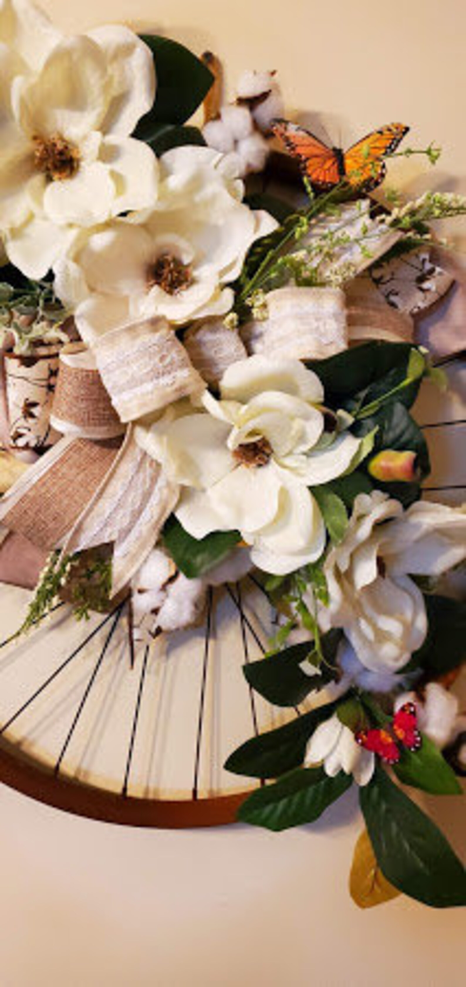 Rustic Bicyle Wheel With Magnolia Flowers and Butterflies, Mothers Day ...