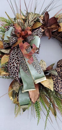 Leopard Fall Grapevine Wreath, Fall Leopard Twig Wreath, Leopard Fall ...