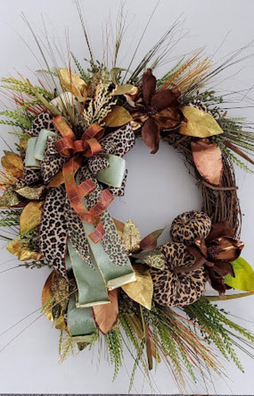 Leopard Fall Grapevine Wreath, Fall Leopard Twig Wreath, Leopard Fall ...